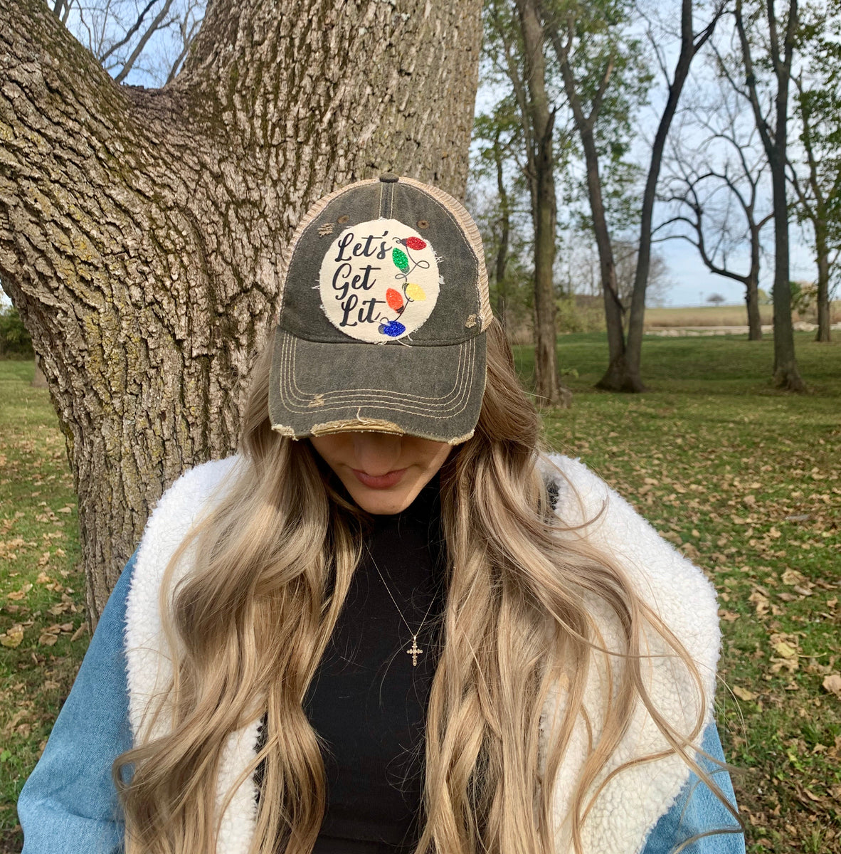 Let’s Get Lit Hat, Christmas Light Hat, Holiday Cap, Winter Hat – Boho ...